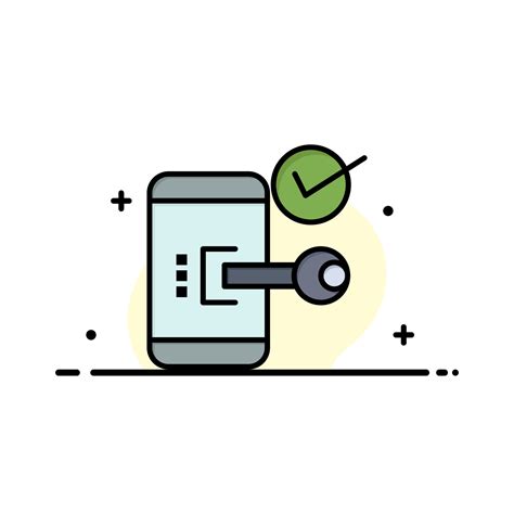 Key Lock Mobile Open Phone Security Business Flat Line Filled Icon Vector Banner Template