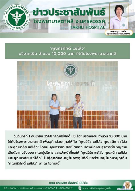 หมีตาคลอ คุณธีธีช อัญชิษฐานนท์ และคุณณัฐณิชา อัญชิษฐานนท์ ร้านจินตนาพลาสติก” บริจาคเงิน จำนวน