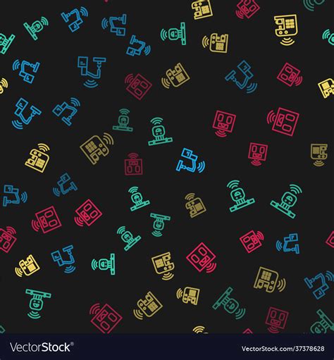Set Line Robotic Robot Arm Hand Factory Smart Vector Image
