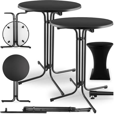 Tectake® Statafel Set Van 2 Statafels Inklapbaar Ø80 X 110 Cm