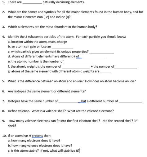 Solved 1 There Are Naturally Occurring Elements 2 What Chegg Com