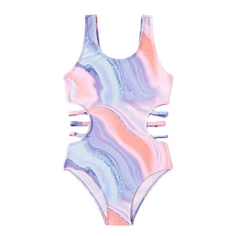 Xijirk Girls Tie Dye Bikini Swimsuit 5 14y Sporty Hollow Out Bathing
