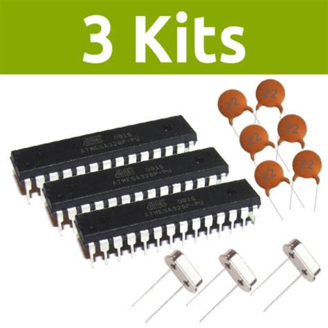 Kit Com 3 Atmega328p Pu 3 Cristal 6 Capacitores Instituto Digital