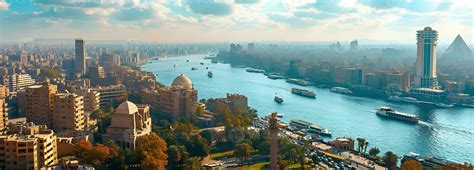 Ai Generated Panoramic View Of The City Of Cairo And Nile River Egypt