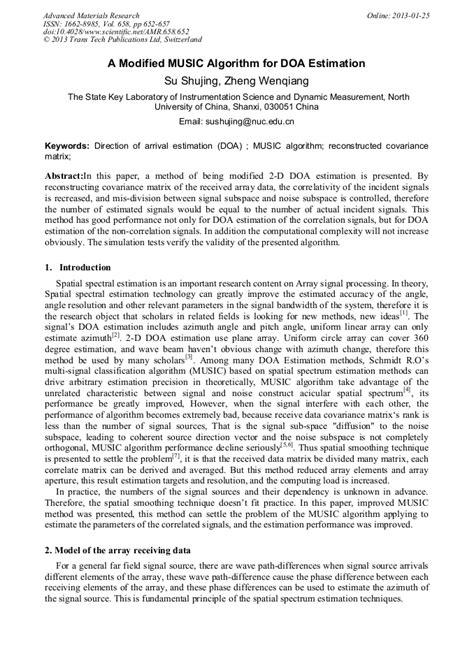 A Modified Music Algorithm For Doa Estimation Scientificnet