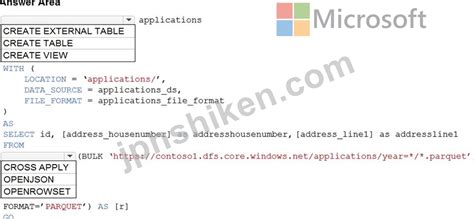 Dp 203j学習教材質問45：azure Synapse Analytics サーバーレス Sql プールにデータベースを構築しています。 Azure Data Lake Storage