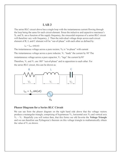 LAB NO OF CIRCUIT ANALYSIS LAB The Series RLC Circuit Above Has A Single Loop With The