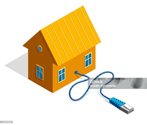 인터넷 플러그 3d 등색 벡터 일러스트 레이션 또는 흰색에 고립 된 아이콘이있는 작은 코티지 하우스 개념에 대한 스톡 벡터 아트 및 기타 이미지 Istock