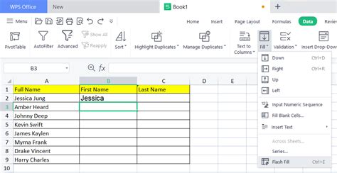 cómo separar nombres y apellidos en excel usando funciones