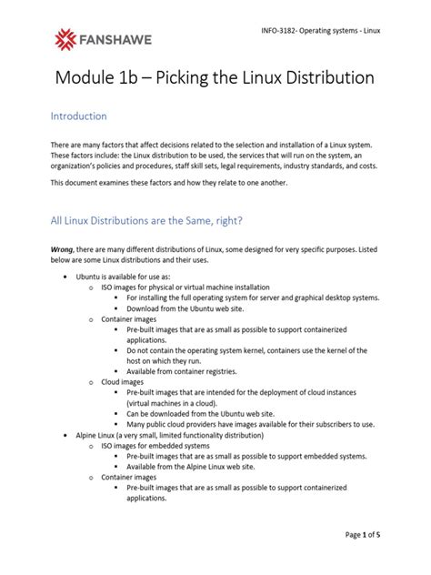 module 1b picking the linux distribution pdf linux distribution linux