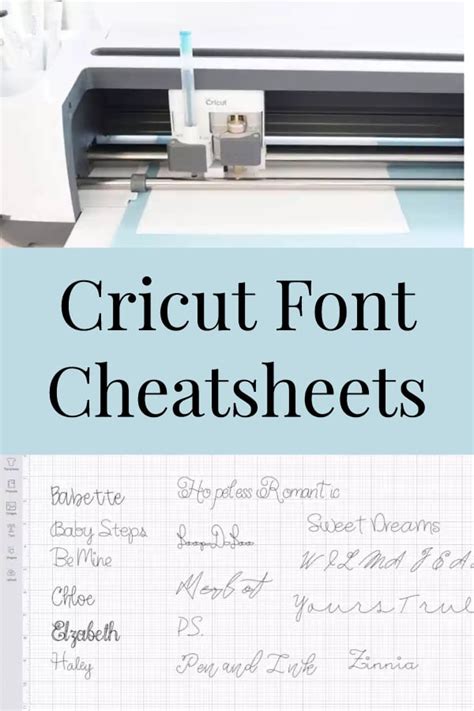 Cricut Font Cheat Sheet