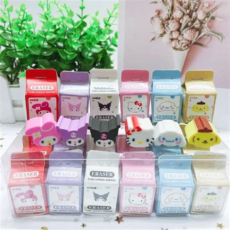 6pcscute ممحاة كورومي ميلودي الكرتون شكل ممحاة طالب القرطاسية مكافأة