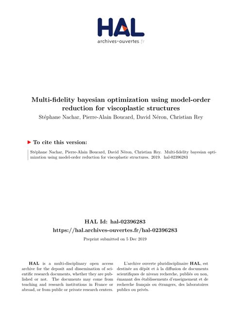 Pdf Multi Fidelity Bayesian Optimization Using Model Order Reduction