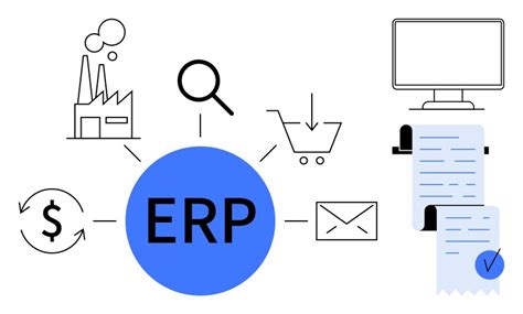 Erp System Components Connected With Financial Vector Image Erp System Components Connected With Financial Vector Image