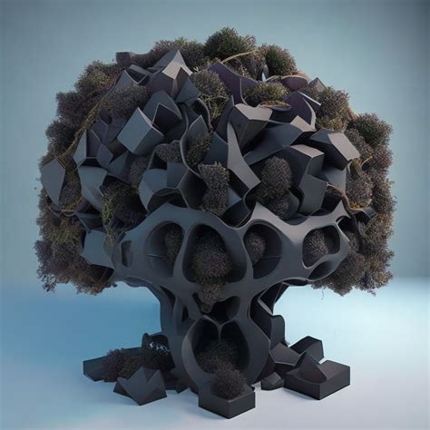 A Chaotic Branching Structure Growing On A Regular Array Of Blocks His