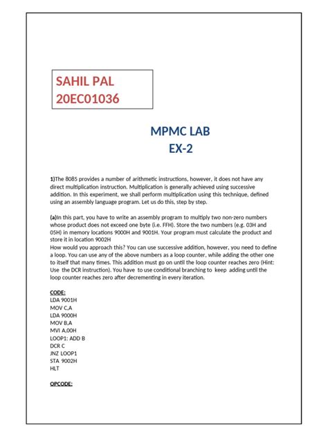 Addition Multiply Pdf Assembly Language Multiplication
