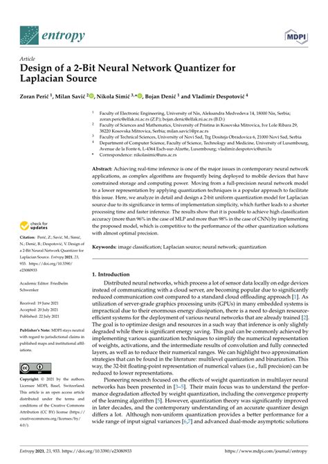 Pdf Design Of A 2 Bit Neural Network Quantizer For Laplacian Source