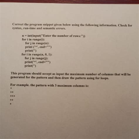 Solved Correct The Program Snippet Given Below Using The