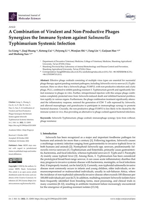 Pdf A Combination Of Virulent And Non Productive Phages Synergizes The Immune System Against