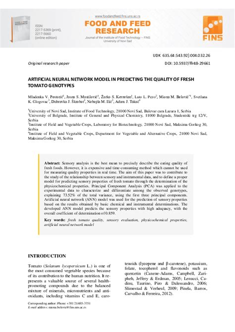 Pdf Artificial Neural Network Model In Predicting The Quality Of