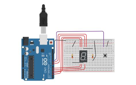 Circuit Design 7 Segment Counter Using Push Button Tinkercad