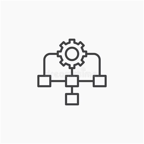 Workflow Processline In Thin Line Black Color Flat Simple Vector