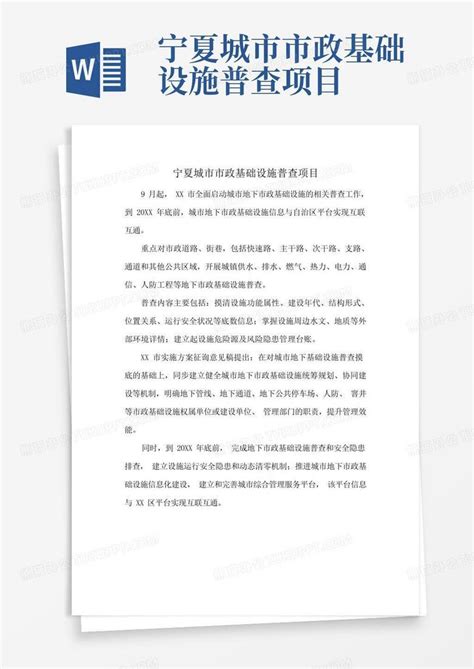 宁夏城市市政基础设施普查项目word模板下载编号lxbxnmar熊猫办公