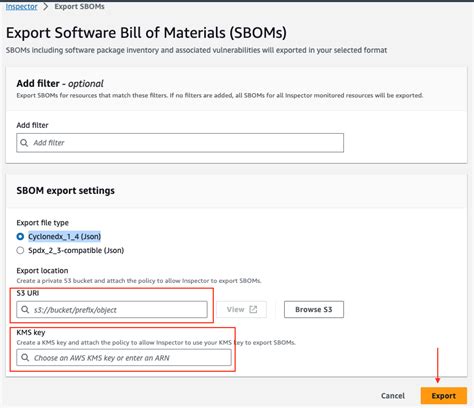 Export A Software Bill Of Materials Using Amazon Inspector Aws