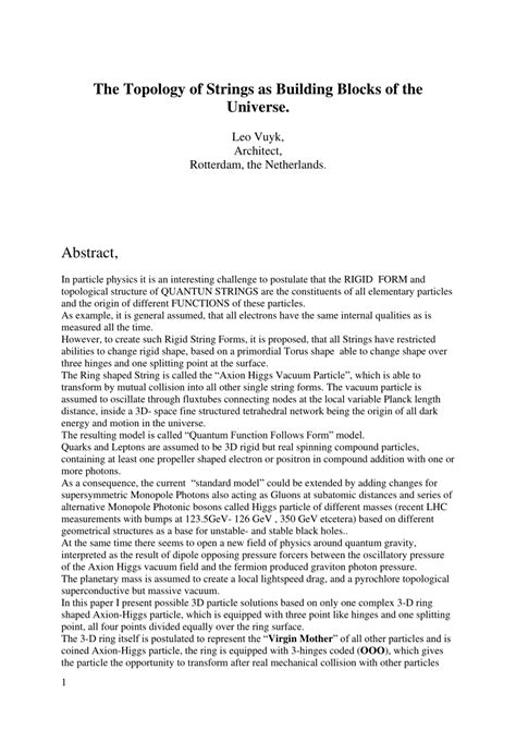 Pdf The Topology Of Strings As Building Blocks Of The Universe