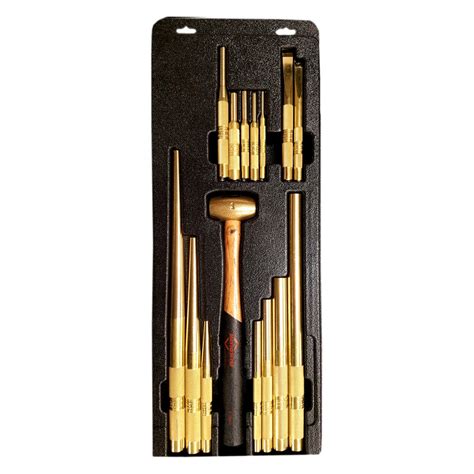 Mayhew Tools® 61369 15 Piece Brass Punch And Chisel Mixed Set