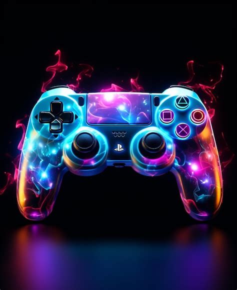 A Close Up Of A Video Game Controller With Glowing Lights Generative Ai Premium Ai Generated Image