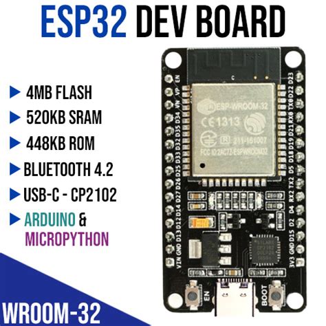 esp 32 dev board arduino and micropython compatible micro robotics