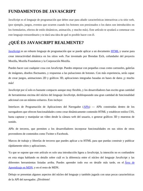 Fundamentos De Javascript Pdf Script Java Html