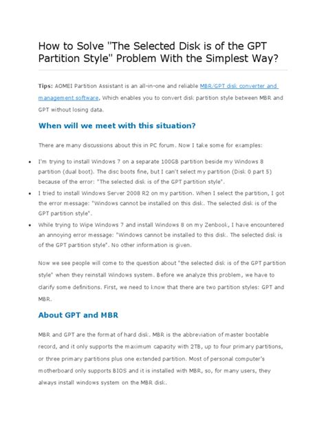 how to solve cannot installed to hadisk gpt partition pdf booting
