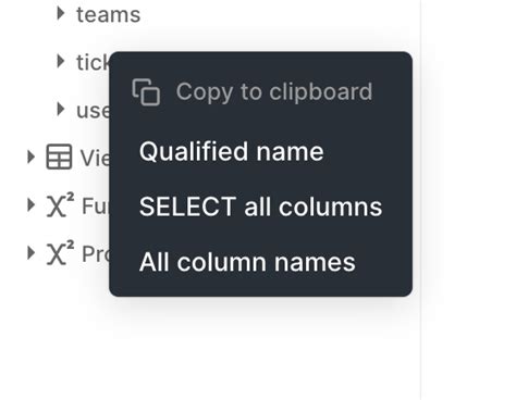 Copy Table Name Or Column Names