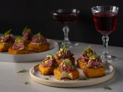Beef Tartare Bites With Bergeron Fondue Cheese Fromagerie Bergeron
