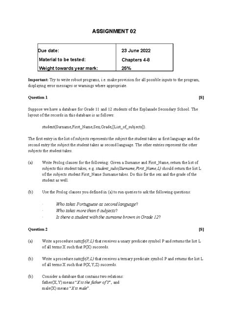 Cos4851 2022 Assignment 2 Assignment 02 Due Date Material To Be