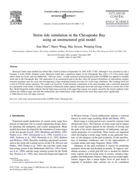 pdf storm tide simulation in the chesapeake bay using an unstructured