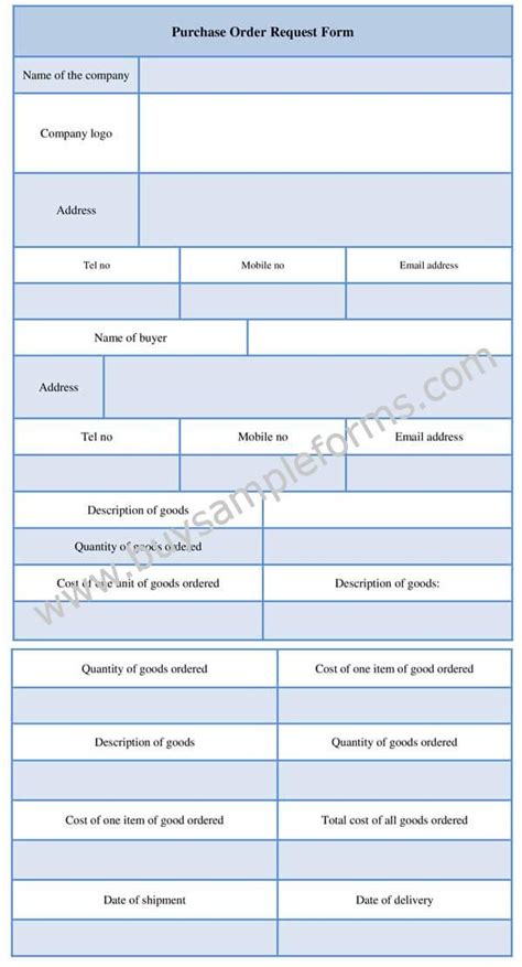 Purchase Order Request Form Template Word Download