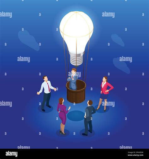 Isometric Brainstorming And Business Meeting Concept Idea And Business For Teamwork People
