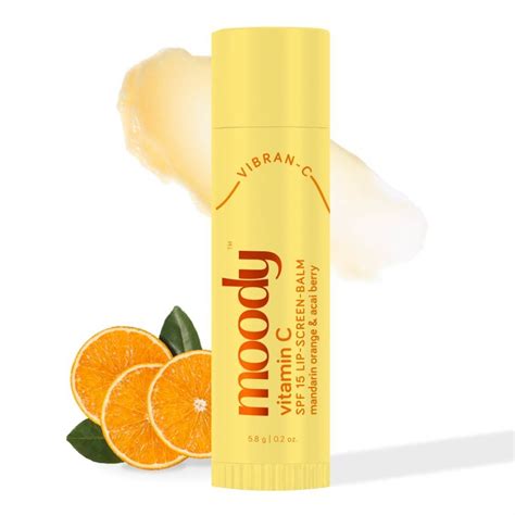 Moody Vitamin C Lip Screen Balm Spf 15 Mandarin Orange And Acai Berry Oil