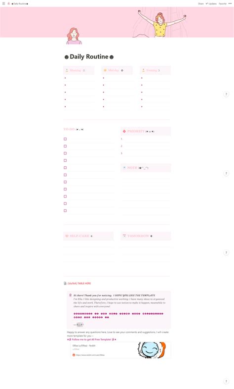 Daily Routine Notion Notions Templates Babe Habits