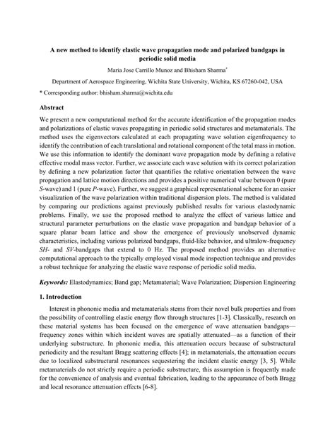 pdf a new method to identify elastic wave propagation mode and
