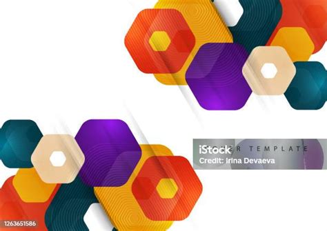 둥근 여러 가지 색의 육각형의 밝은 추상적 배경 비즈니스 프레젠테이션 템플릿입니다 현대적인 기하학적 디자인 벡터 0명에 대한 스톡 벡터 아트 및 기타 이미지 Istock
