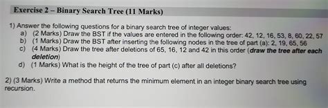 Solved 1 Answer The Following Questions For A Binary Search Chegg