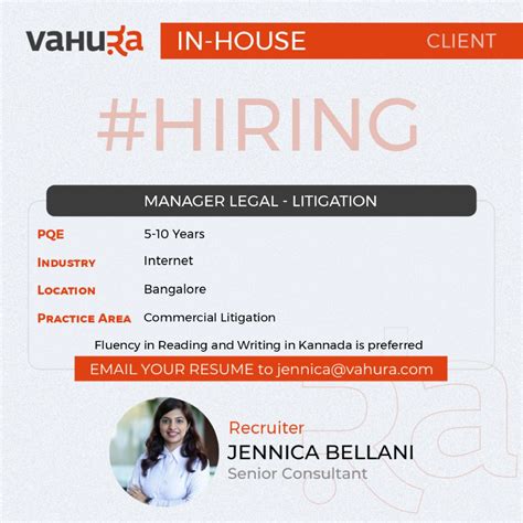 vahura on linkedin hiring bangalore opportunity litigation