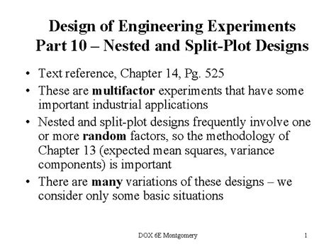 Design Of Engineering Experiments Part Nested And