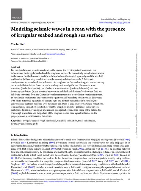 Pdf Modeling Seismic Waves In Ocean With The Presence Of Irregular