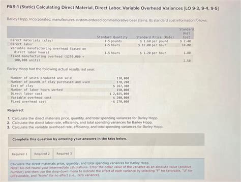 Solved PA Static Calculating Direct Material Direct Chegg Com