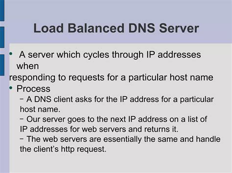 Load Balanced DNS Server A Server Which Cycles Through IP PPT